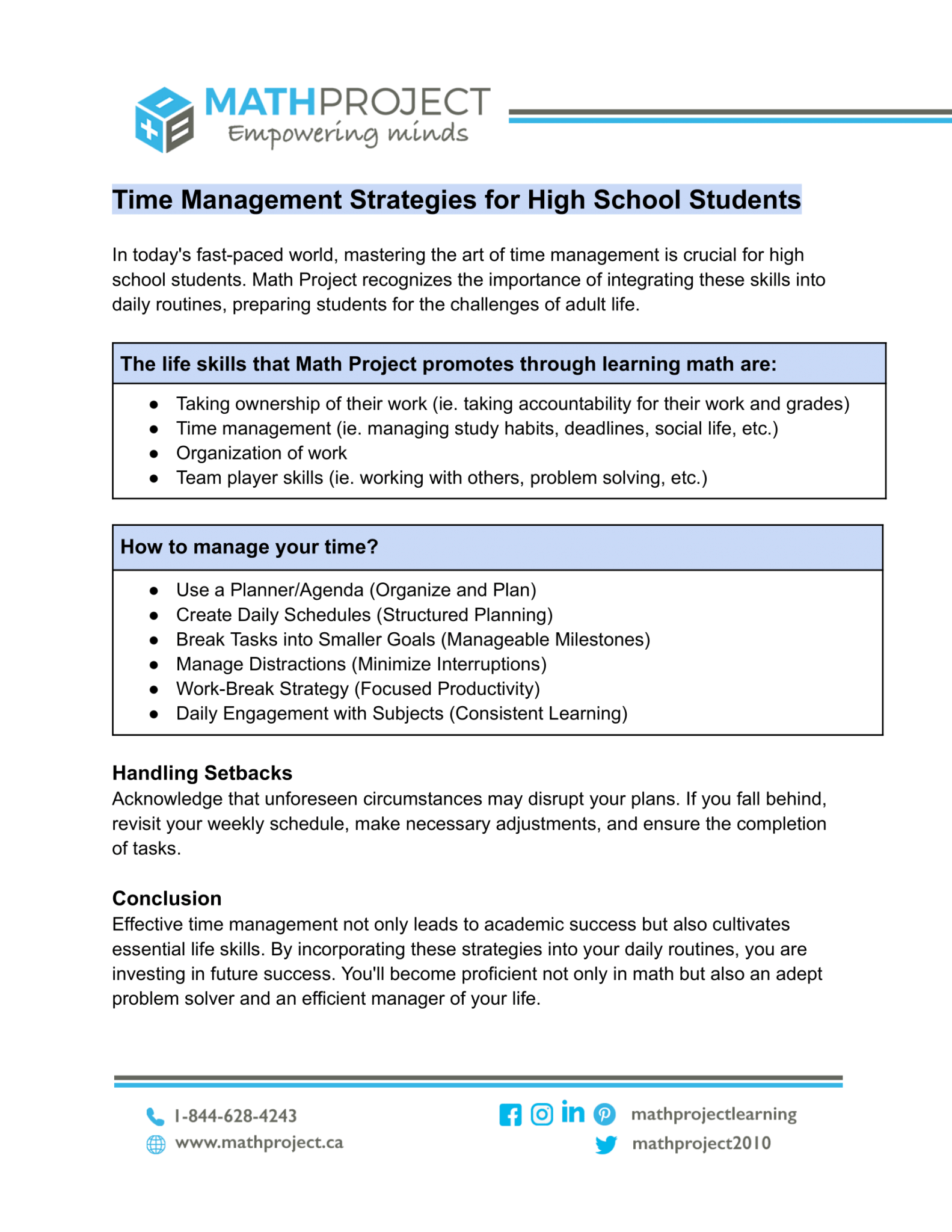 Time Management Strategies for Highschool Students